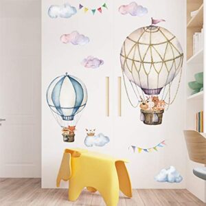 Hot Air Balloon Wall Decals,Peel and Stick Removable Cloud Animal Balloons Wall Stickers Decoration for Kids Nursery Bedroom Living Room