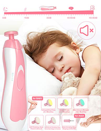 OTTOLIVES Baby Healthcare and Grooming Kit, 24 in 1 Baby Electric Nail Trimmer Set Newborn Nursery Health Care Set for Newborn Infant Toddlers Baby Boys Girls Kids Haircut Tools (0-3 Years+) (Pink)