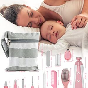 OTTOLIVES Baby Healthcare and Grooming Kit, 24 in 1 Baby Electric Nail Trimmer Set Newborn Nursery Health Care Set for Newborn Infant Toddlers Baby Boys Girls Kids Haircut Tools (0-3 Years+) (Pink)