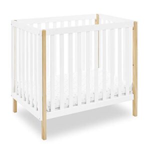 delta children gio mini crib with 2.75" mattress included, bianca white/natural