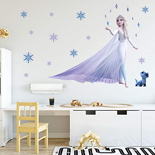 TUWUNA Frozen 2 Wall Decals,Giant Elsa Stickers Girl's Cartoon Bedroom Background Wall Decoration Self-Adhesive Wall Sticker for Party Decorations,Party Decal for Kids Party Favors