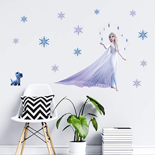 TUWUNA Frozen 2 Wall Decals,Giant Elsa Stickers Girl's Cartoon Bedroom Background Wall Decoration Self-Adhesive Wall Sticker for Party Decorations,Party Decal for Kids Party Favors