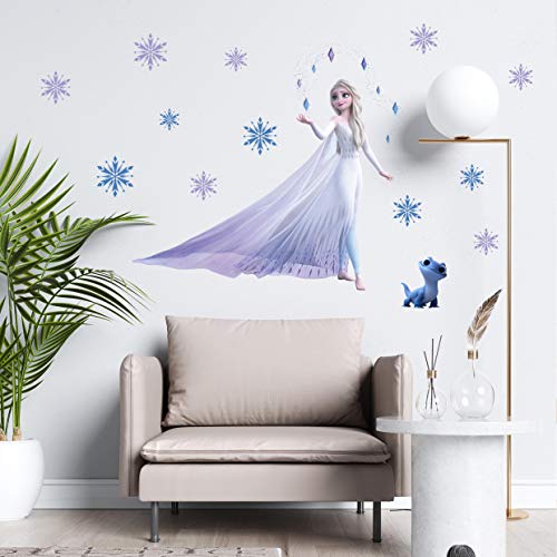 TUWUNA Frozen 2 Wall Decals,Giant Elsa Stickers Girl's Cartoon Bedroom Background Wall Decoration Self-Adhesive Wall Sticker for Party Decorations,Party Decal for Kids Party Favors