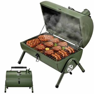 maison huis adjustable portable charcoal grill multi-functional metal small bbq smoker for outdoor hiking picnic(green)