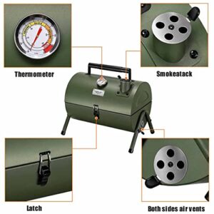 MAISON HUIS Adjustable Portable Charcoal Grill Multi-functional Metal Small BBQ Smoker for Outdoor Hiking Picnic(Green)