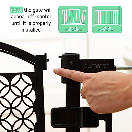 Summer Multi-Use Decorative Extra Tall Safety Pet and Baby Gate, 28.5"-48" Wide, 36" Tall, Pressure or Hardware Mounted, Install on Wall or Banister in Doorway or Stairway, Auto Close Door - Black