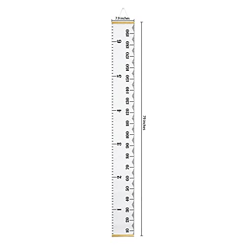 PandaEar Baby Height Growth Chart Ruler| Kids Boys Girls | Removable Wall Decor Measurement 79" x 7.9" (White)