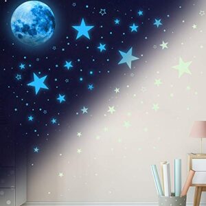 Glow in The Dark Stars for Ceiling,Glow in The Dark Stars and Moon Wall Decals, 1108 Pcs Ceiling Stars Glow in The Dark Kids Wall Decors, Perfect for Kids Nursery Bedroom Living Room(Sky Blue) (Sky Blue)