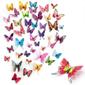 mozuve 120pcs butterfly wall decor, removable 3d butterfly wall decals, butterflies decoration suitable for diy kids nursery, bedroom decor, tv wall, wedding, birthday etc