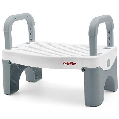 LOL-FUN Folding Step Stool for Kids, Step Stool for Toddler Bathroom Sink, Child Step Stool for Boys and Girls -Grey