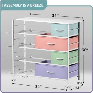 Sorbus Dresser with 8 Drawers - Furniture Storage Chest for Kid’s, Teens, Bedroom, Nursery, Playroom, Clothes, Toys - Steel Frame, Wood Top, Fabric Bins (Pastel)