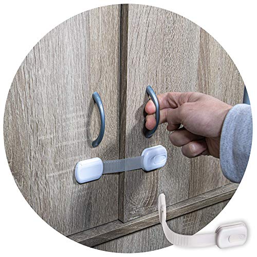 6-Pack Child Proof Locks for Cabinet Doors, Drawers, Fridge, Toilet Seat, Dishwasher, Trash Can, Cupboard - 3M - No Drilling - Child Safety Locks for Cabinets and Drawers - Baby Proofing Cabinet Lock