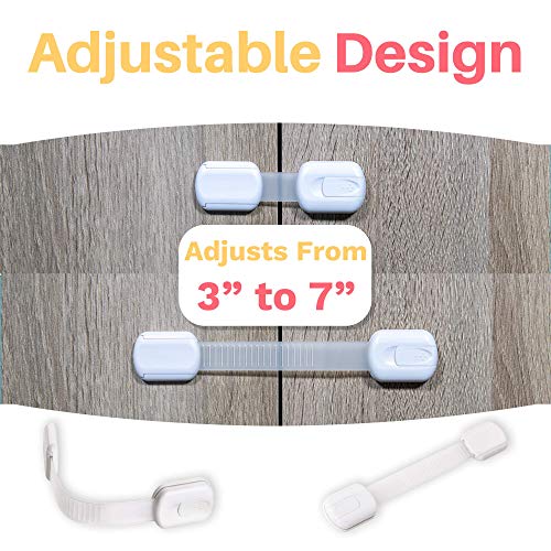 6-Pack Child Proof Locks for Cabinet Doors, Drawers, Fridge, Toilet Seat, Dishwasher, Trash Can, Cupboard - 3M - No Drilling - Child Safety Locks for Cabinets and Drawers - Baby Proofing Cabinet Lock