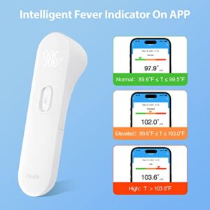 iHealth Wireless No-Touch Thermometer for Adults, Digital Infrared Fever Thermometer for Home, Thermometer for Babies & Kids with 3 Sensors, Bluetooth Forehead Thermometer with Gentle Vibration Sensor