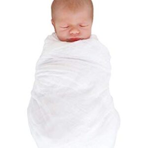 Cute New York Premium Cotton Muslin Swaddle Blankets for New Born Boys Girls (White)