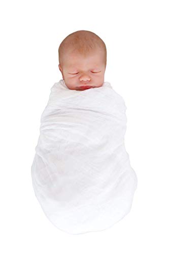 Cute New York Premium Cotton Muslin Swaddle Blankets for New Born Boys Girls (White)