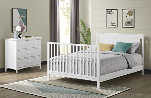 Oxford Baby Lazio 4-in-1 Convertible Crib, Snow White, GreenGuard Gold Certified