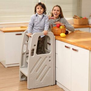 sdadi childrens step stool with three adjustable heights, light gray