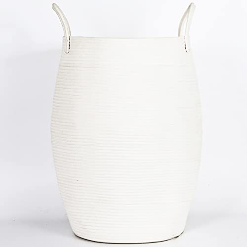 laundry basket woven baskets for organizing tall nursery hamper baby with handle big storage basket round decorative kids dirty clothes blanket basket living room towel fabric for cotton white