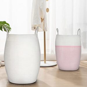 laundry basket woven baskets for organizing tall nursery hamper baby with handle big storage basket round decorative kids dirty clothes blanket basket living room towel fabric for cotton white