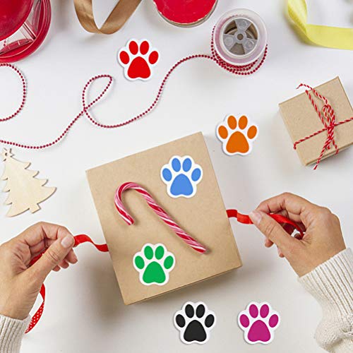 Paw Prints Stickers,(1 Inch/ 500 Stickers) Dog Stickers Dog Puppy Paw Prints Stickers,Colorful Self-Adhesive Labels Animal Decal,Paw Prints Envelope Seal for Classroom Kids (Black+Multi, 1 Inch)