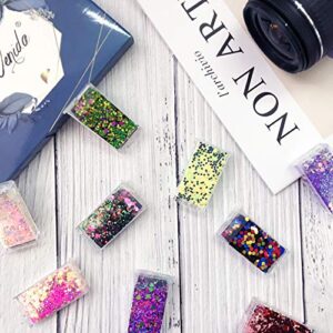 Glitter Wenida 9 Colors 105g Holographic Iridescent Multicolor Festival Sequins Craft Chunky Glitter for Arts Face Hair Body Nail