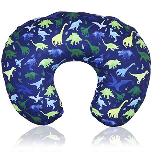 Dinosaur Nursing Pillow Cover, Breastfeeding Pillow Slipcover for Baby Boys & Girls, Nursing Pillow Case for Newborn, Soft Fabric Fits Snug On Infant, Washable & Breathable, Watercolor Dinosaur Blue