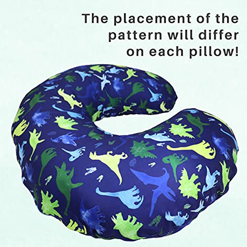 Dinosaur Nursing Pillow Cover, Breastfeeding Pillow Slipcover for Baby Boys & Girls, Nursing Pillow Case for Newborn, Soft Fabric Fits Snug On Infant, Washable & Breathable, Watercolor Dinosaur Blue