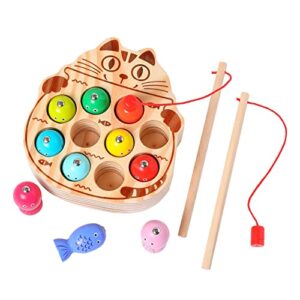 kidus montessori magnetic wooden fishing game for toddlers 1-3 years old,fine motor skills early learning eyes hands cooperation toy for boys & girls great birthday gift