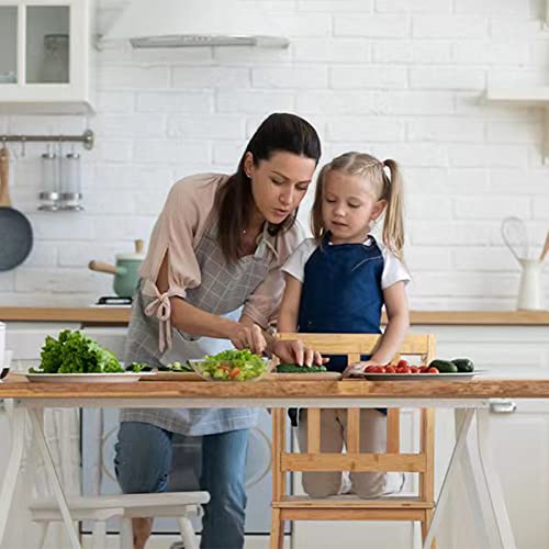 COSYLAND Kids Kitchen Step Stool，Toddler Standing Tower with CPC Certification, Removable Anti-Drop Railing Safety Rail Enjoys Unique Patented Design A Anti-tip Structure More Stable, Natural Bamboo