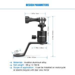 Mirror Mount for Cameras or Cell Phones for Gopro Hero 9/8/7/6/5 Black,YI,AKASO,SJCAM,DJI Osmo Action Cameras - Motorcycle Sports Camera Holder