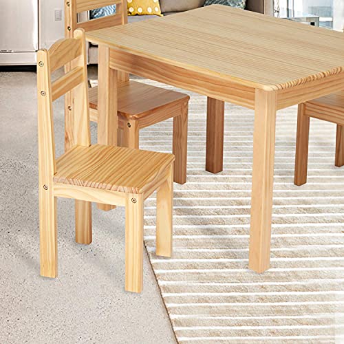 Kinfant Kids Wooden Activity Table and 4 Chairs, 5-Piece, Ideal for Arts & Crafts, Snack Time, Homework