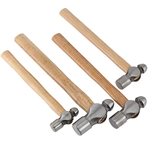 ZEONHAK 4 PCS Ball Peen Hammer, 8 OZ,16 OZ, 24 OZ, 32 OZ Ball Peen Hammer Set with Wooden Handle and Shock Reduction Grip for Metal Rivetc