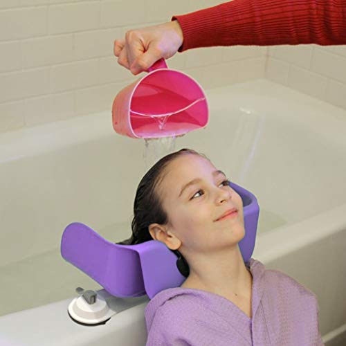 Shampoo Buddy Portable Hair Wash Basin for Children, Toddlers, Kids, Teens | Portable Shampoo Bowl for use on Bathtub or Sink | Hair Washing Basin for Kids| Tear-Free Rinser for Children (Purple)