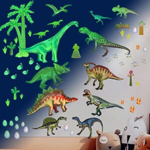 dinosaur wall stickers decals for boys room,glow in the dark dinosaur wall decals ceiling stickers for kids bedroom, wall decor kids birthday christmas gift