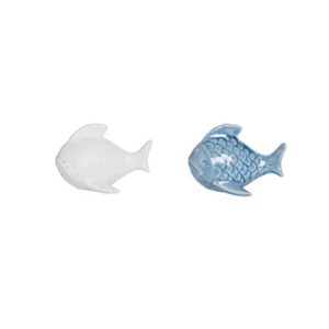 beachcombers blue & bisque fish salt pepper set blue