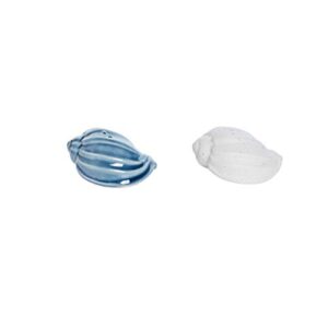 beachcombers blue & bisque shell salt pepper set blue