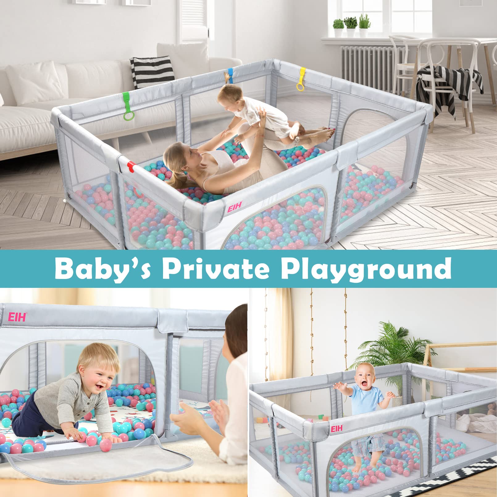 Baby Playpen, Playpens for Babies, Extra Large Playard for Baby, Kids Large Playard with XPE Crawling Mat, Kids Safety Play Center Yard with gate, Indoor & Outdoor Kids Activity Center