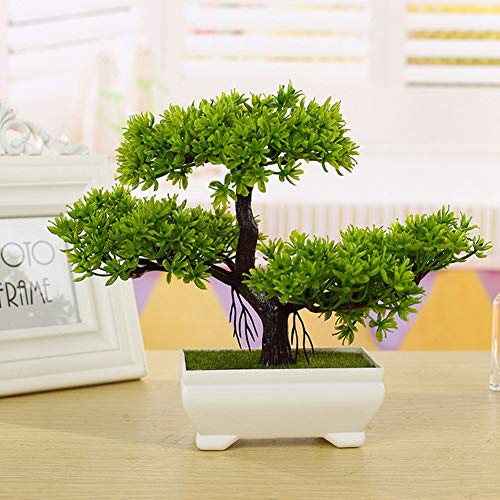 Artificial Bonsai Tree,Plastic Fake Plant Decoration Potted Artificial House Plants Guest-greeting Pine Bonsai Plant for Home Decoration Desktop Display