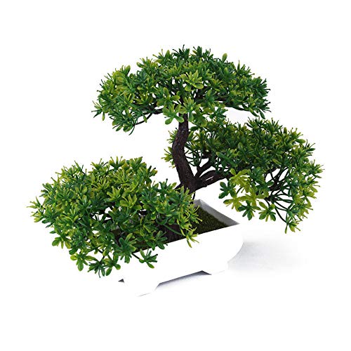 Artificial Bonsai Tree,Plastic Fake Plant Decoration Potted Artificial House Plants Guest-greeting Pine Bonsai Plant for Home Decoration Desktop Display