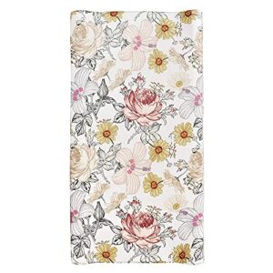 baby floral diaper changing pad cover cradle mattress sheets, infant stretchy fabric changing table cover changing mat cover baby nursery diaper changing pad sheets (floral)