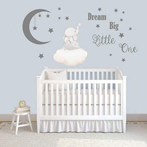 Runtoo Dream Big Little One Wall Decals Elephant Inspirational Quotes Kids Wall Stickers for Bedroom Playroom Nursery Decoration Wall Decor