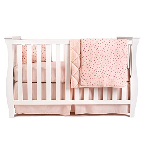 Ely's & Co. Baby Crib Bedding Sets for Girls — Perfect for Toddler Beds — 4 Piece Set Includes Crib Sheet, Quilted Blanket, Crib Skirt, and Baby Pillowcase — Pink Floral Design