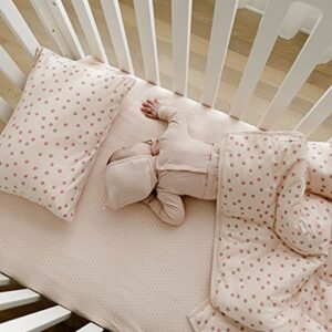 Ely's & Co. Baby Crib Bedding Sets for Girls — Perfect for Toddler Beds — 4 Piece Set Includes Crib Sheet, Quilted Blanket, Crib Skirt, and Baby Pillowcase — Pink Floral Design