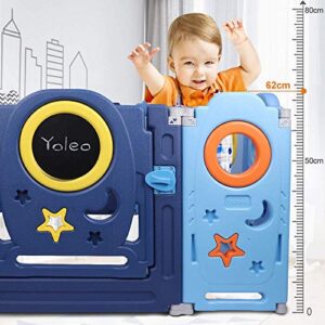 Baby Playpen, Yoleo Foldable Baby Playpen for Babies and Toddlers with Drawing Board, 15 Sq. Ft of Play Pen, Custom Shapes, Pre-Assemble and Easy to Storage, Play Yard for Babies Safety