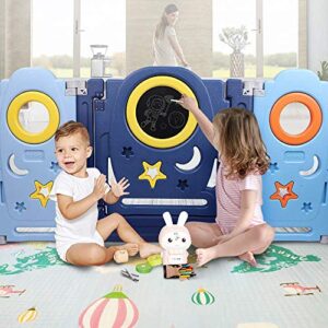 Baby Playpen, Yoleo Foldable Baby Playpen for Babies and Toddlers with Drawing Board, 15 Sq. Ft of Play Pen, Custom Shapes, Pre-Assemble and Easy to Storage, Play Yard for Babies Safety