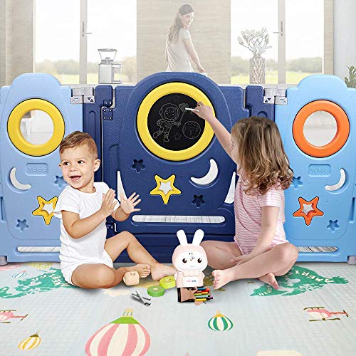 Baby Playpen, Yoleo Foldable Baby Playpen for Babies and Toddlers with Drawing Board, 15 Sq. Ft of Play Pen, Custom Shapes, Pre-Assemble and Easy to Storage, Play Yard for Babies Safety