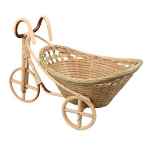 cabilock woven fruit basket bamboo bread basket container bowl candy basket serving basket flower basket appetizer tray storage basket tricycle design for fruit snack nuts chip