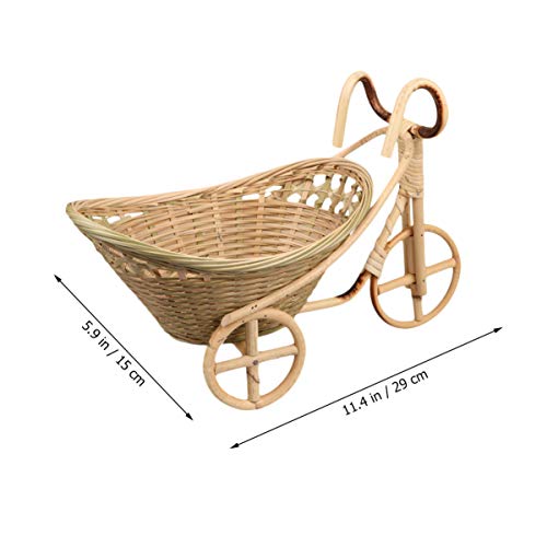 Cabilock Woven Fruit Basket Bamboo Bread Basket Container Bowl Candy Basket Serving Basket Flower Basket Appetizer Tray Storage Basket Tricycle Design for Fruit Snack Nuts Chip