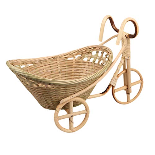 Cabilock Woven Fruit Basket Bamboo Bread Basket Container Bowl Candy Basket Serving Basket Flower Basket Appetizer Tray Storage Basket Tricycle Design for Fruit Snack Nuts Chip